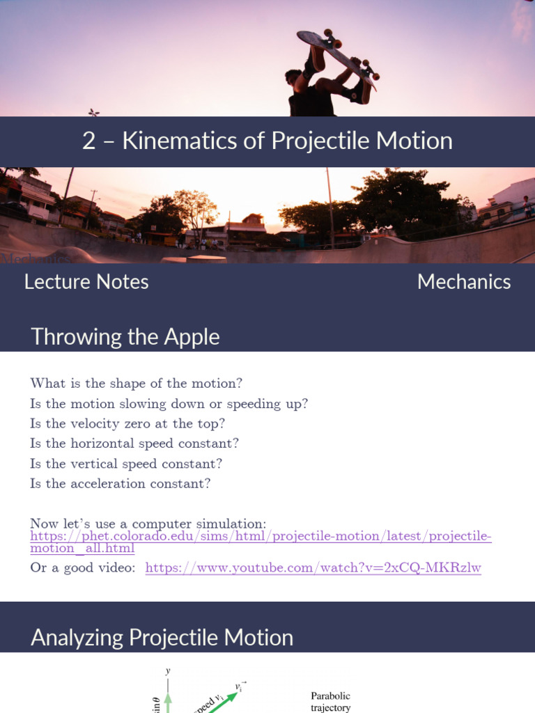 2+ +Kinematics+of+Projectile+Motion+ +Lecture+Notes PDF | PDF