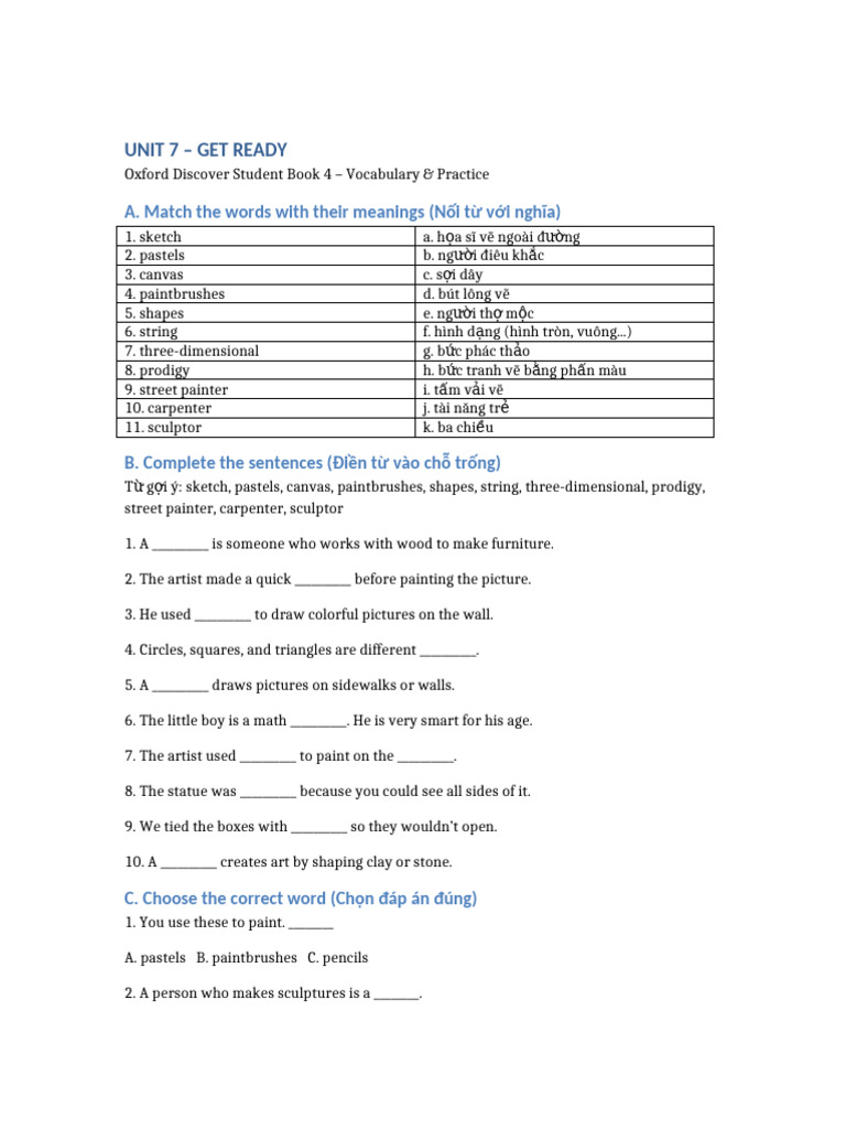 Unit7 Get Ready OxfordDiscover4 | PDF