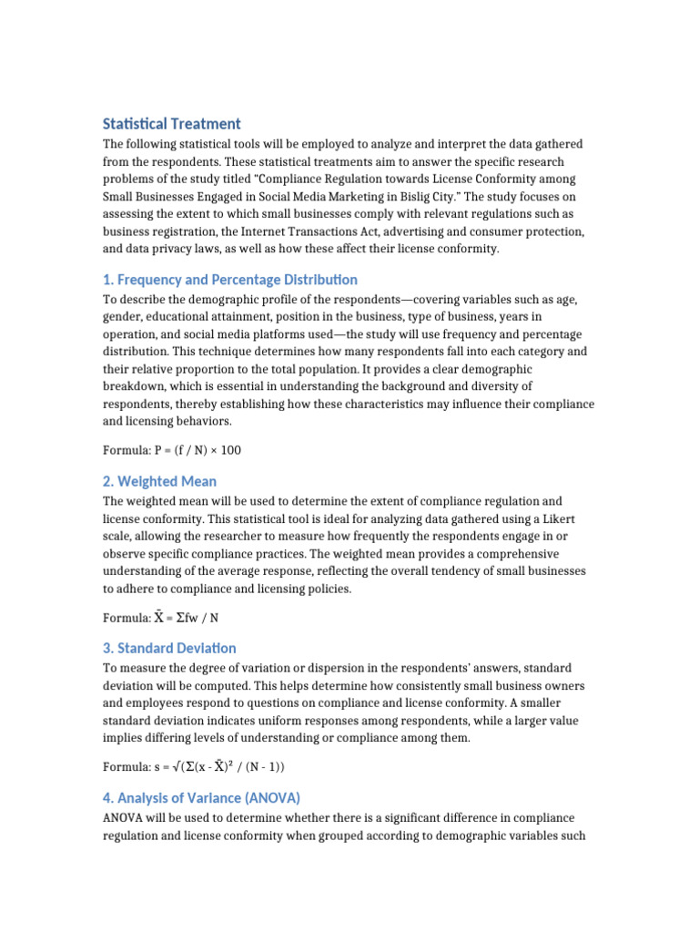 Statistical Treatment Shayne | PDF | Statistics | Analysis Of Variance