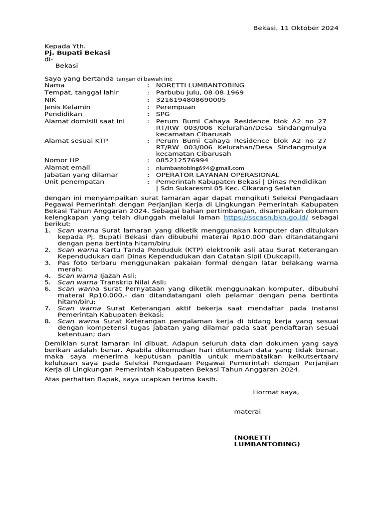 02-Format Surat Lamaran PPPK-2024 | PDF