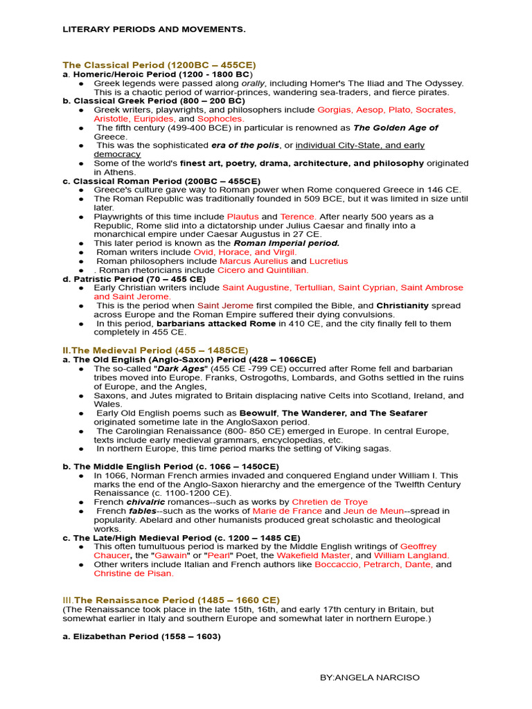 Literary Periods & Movements | PDF | Romanticism | Beat Generation