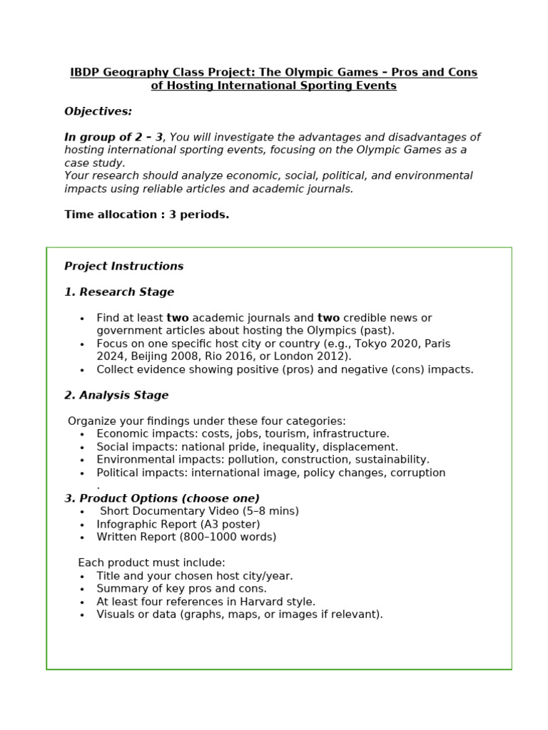 IBDP Geography Class Project | PDF | Citation