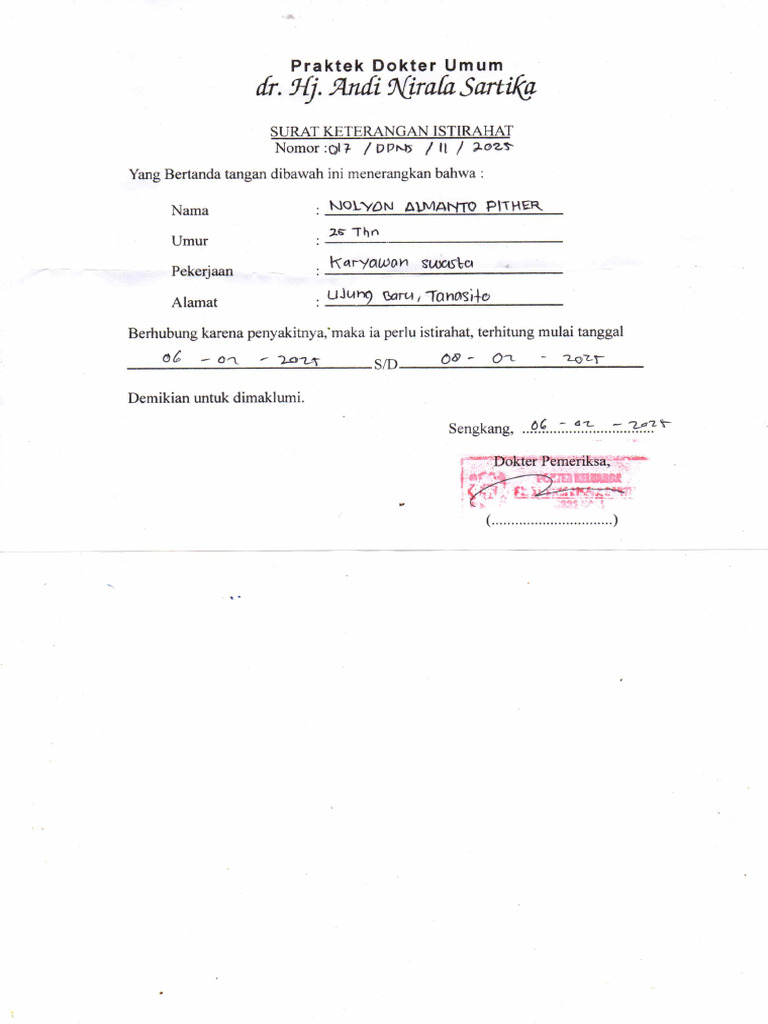 Surat Sakit BTE | PDF