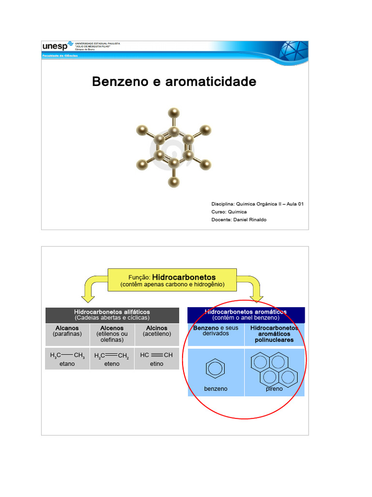 Aula 01 - Benzeno e Aromaticidade | PDF | Aromaticidade | Química Orgânica