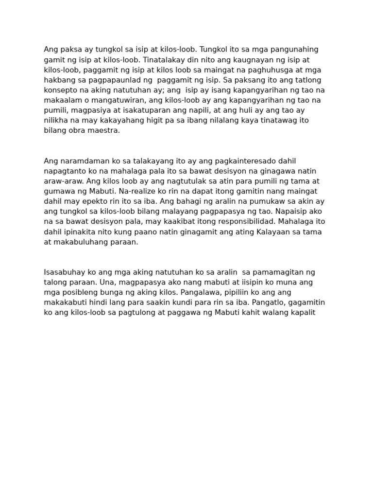Isip at Kilos-Loob | PDF