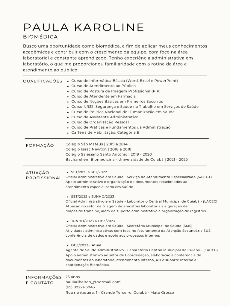Curriculo Paula Atualizado | PDF