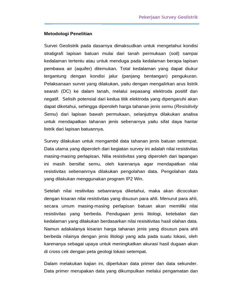 Metodologi Survey Geolistrik Terperinci | PDF