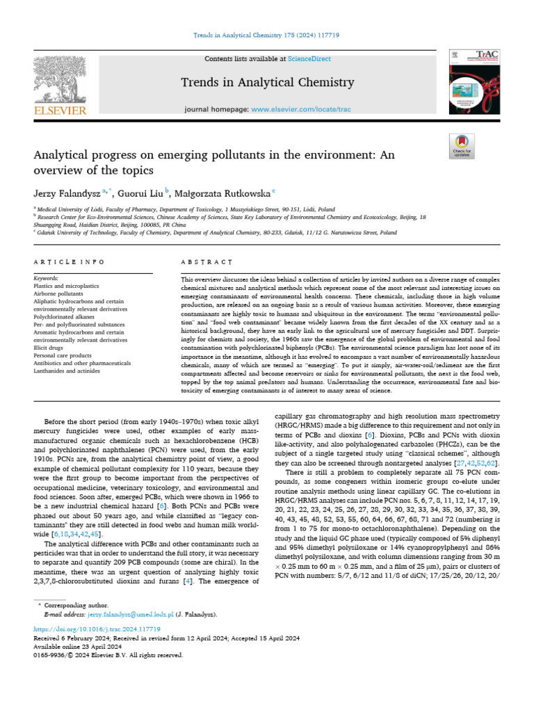 Emerging Environmental Pollutants Overview | PDF | Mass Spectrometry ...
