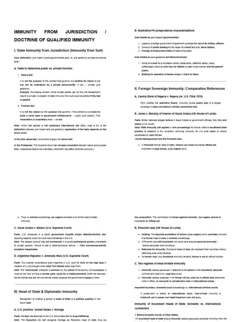 Immunity From Jurisdiction | PDF | Sovereign Immunity | Justice