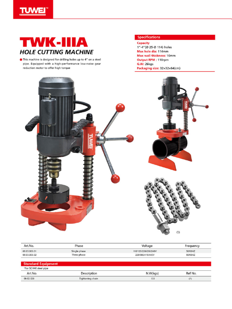 2.hole Cutting Achine TWK - III A - 1" - 4 | PDF