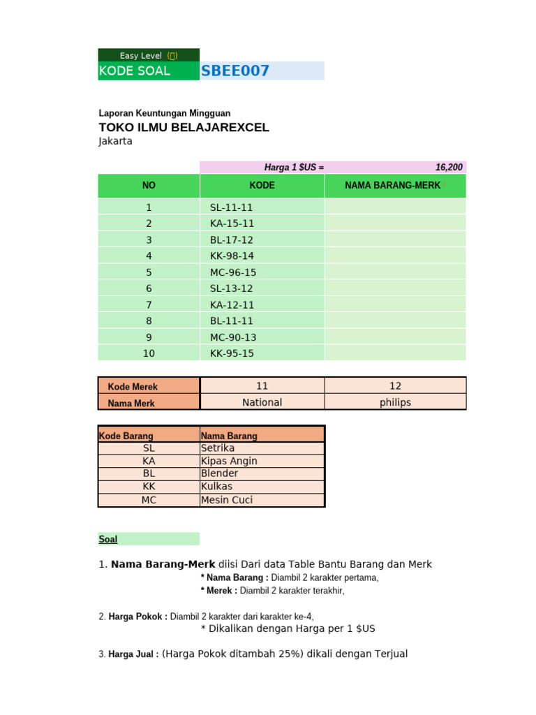 Laporan Keuntungan Mingguan Toko Excel | PDF