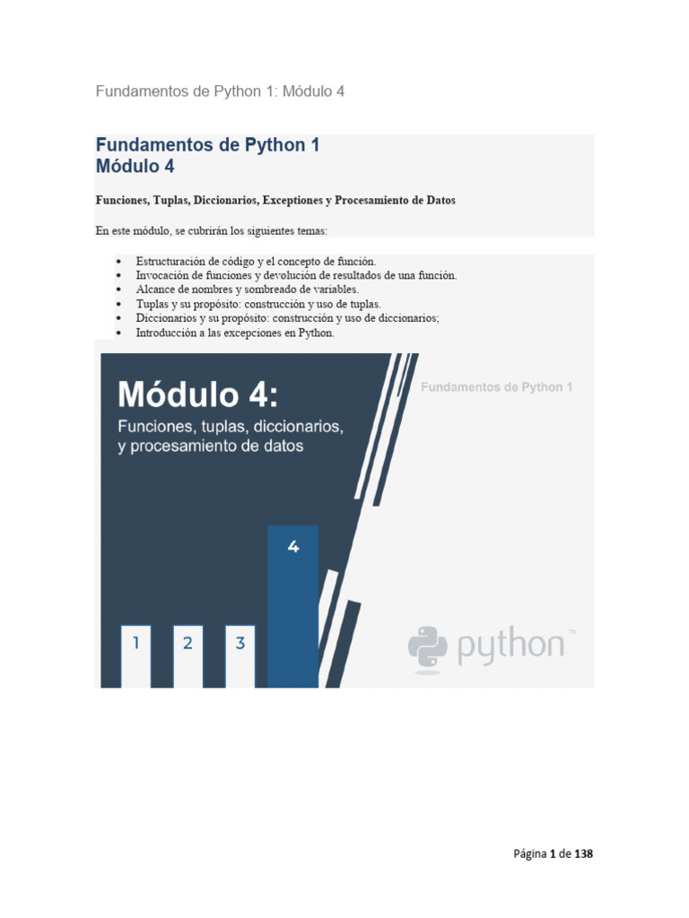 Fundamentos de Python 1 Mod 4 | PDF | Python (lenguaje de programación ...