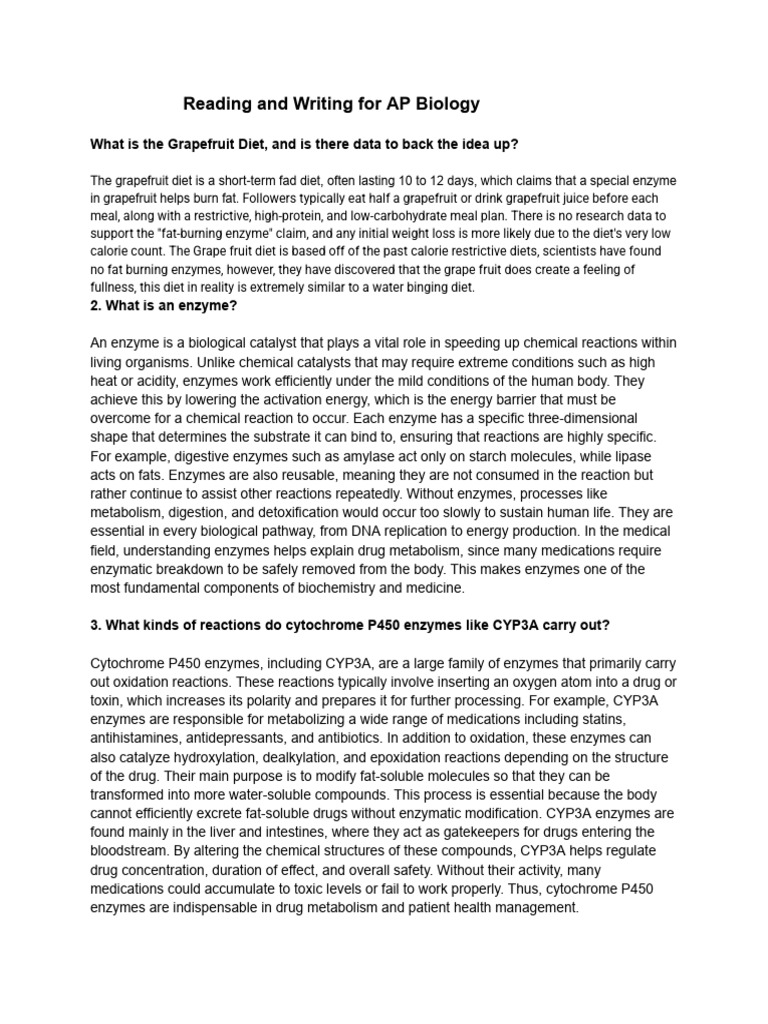 Ap Biology Questions Colon | PDF | Enzyme | Drug Metabolism