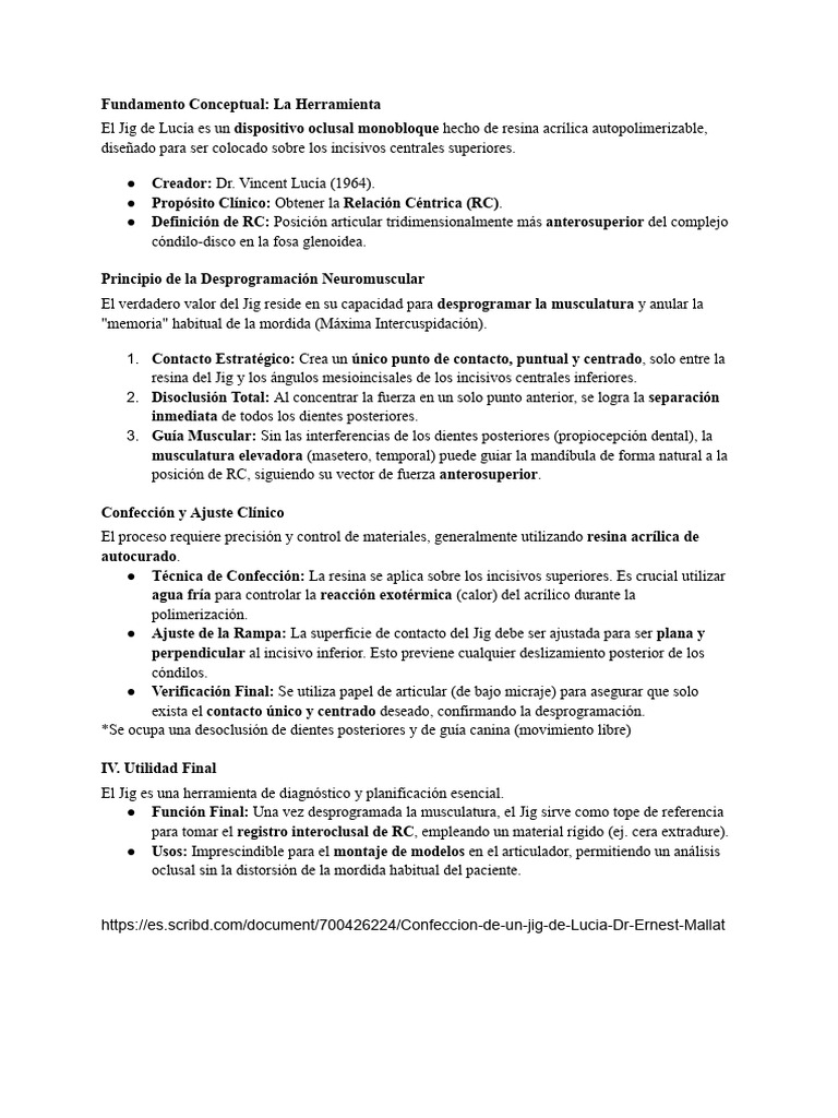 Uso y Función del Jig de Lucía en Odontología | PDF