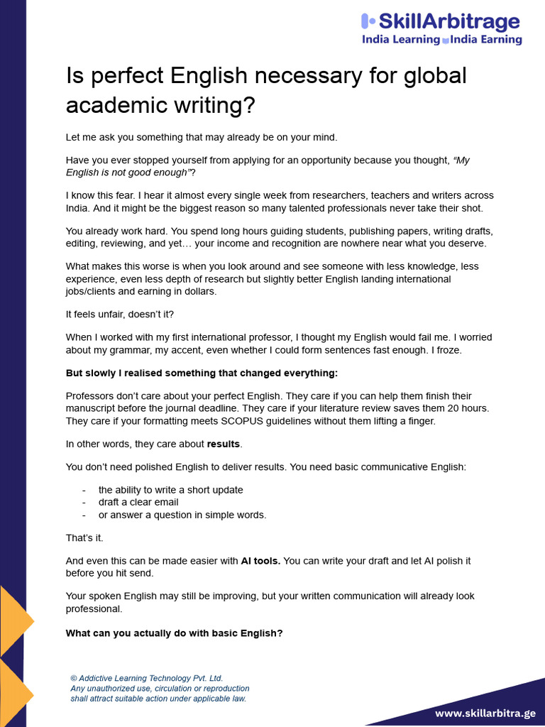 Is Perfect English Necessary For Global Academic Writing | PDF ...