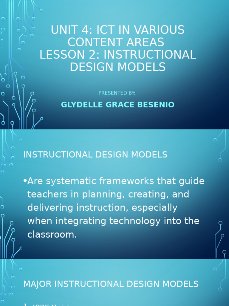 Unit 4 Ict in Various Content Areas Lesson 2 Instructional Design ...