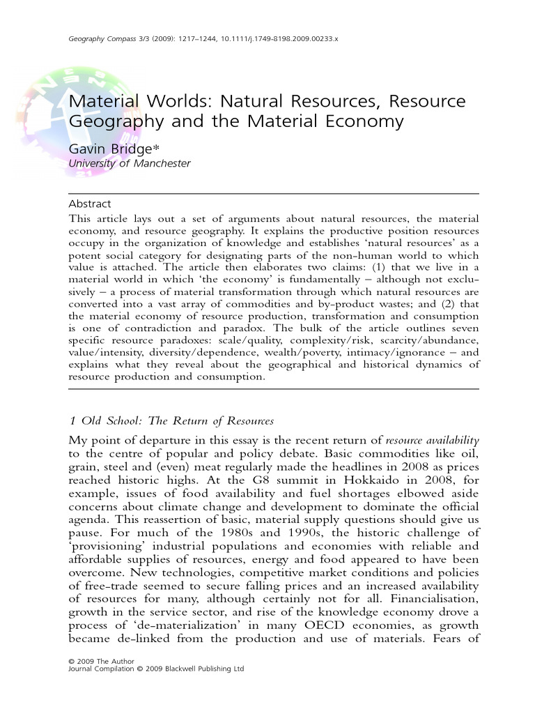 Resource Geography and Material Economy | PDF | Petroleum | Oil Sands