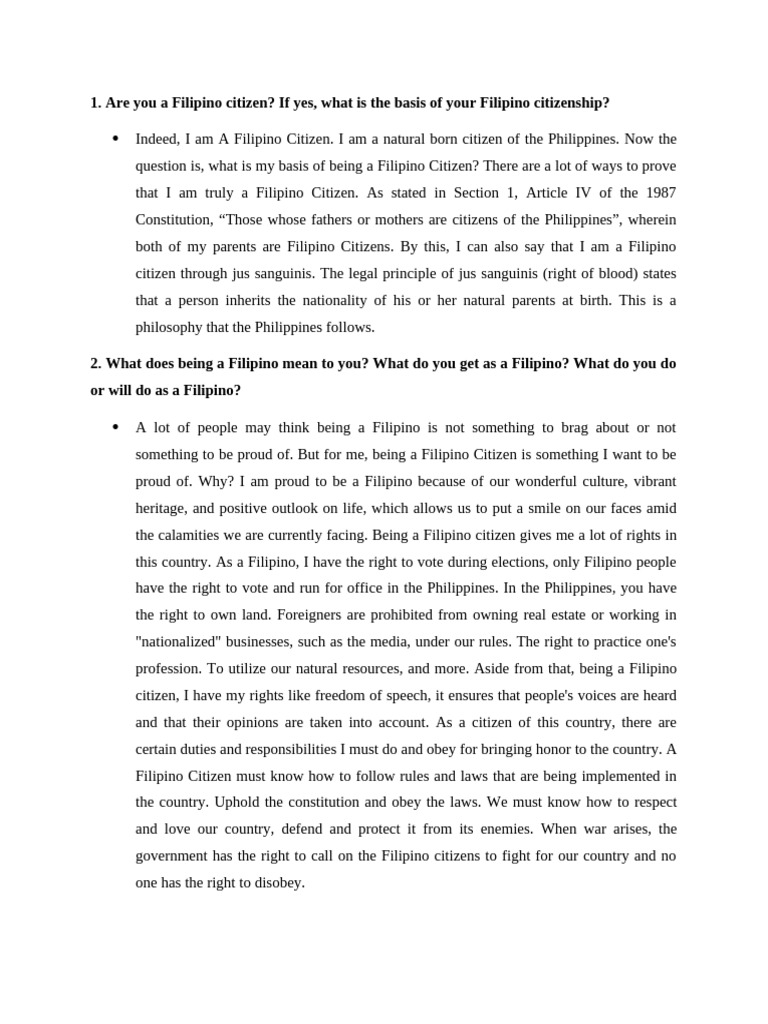 Understanding Filipino Citizenship | PDF | Citizenship | Justice