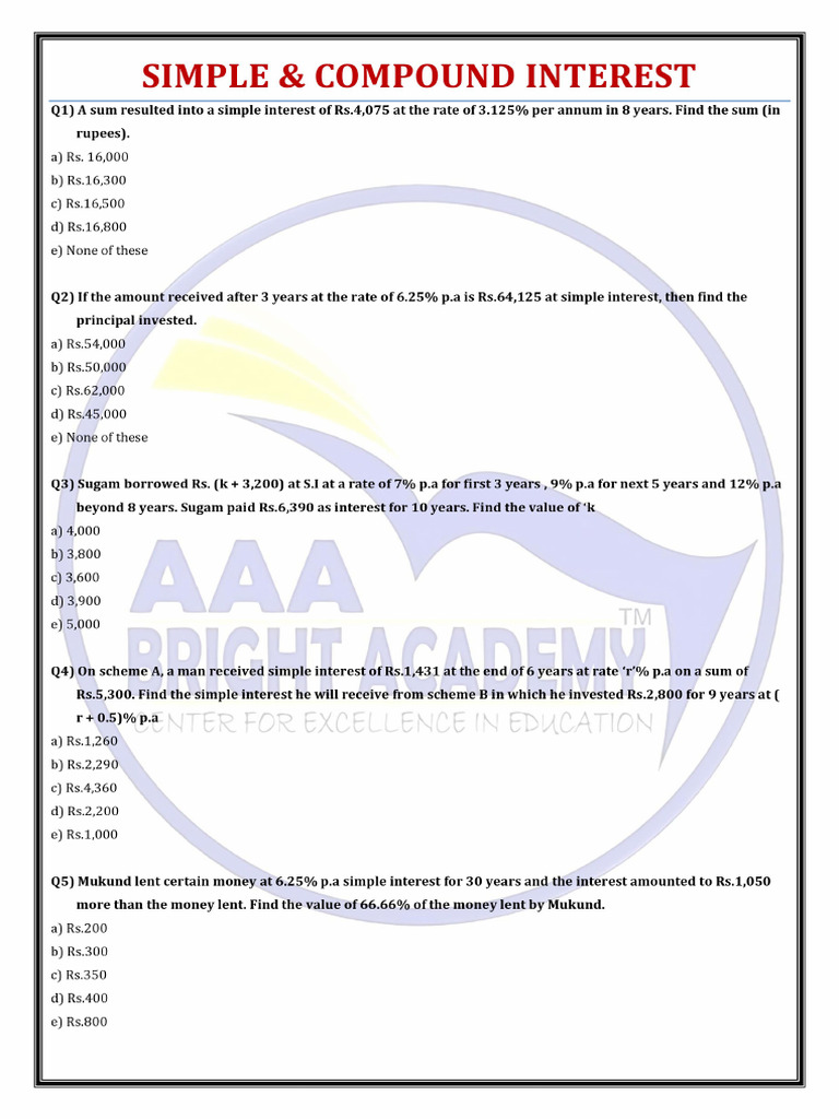 Simple & Compound Interest | PDF