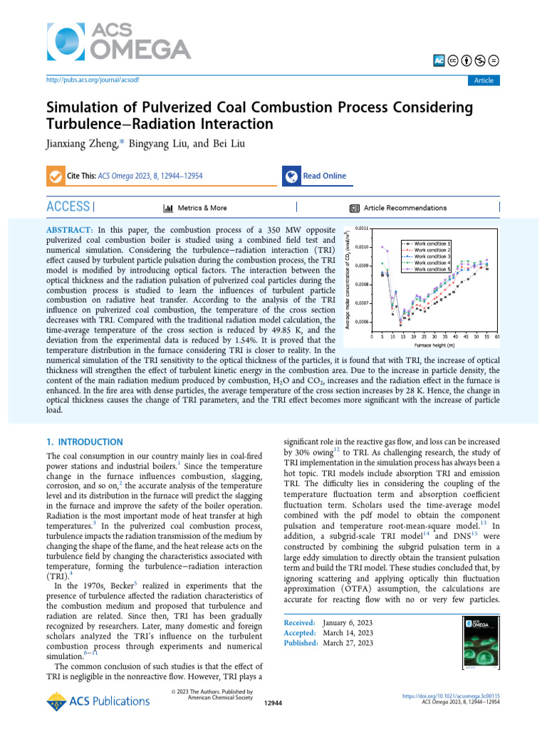 Zheng Et Al 2023 Simulation of Pulverized Coal Combustion Process ...