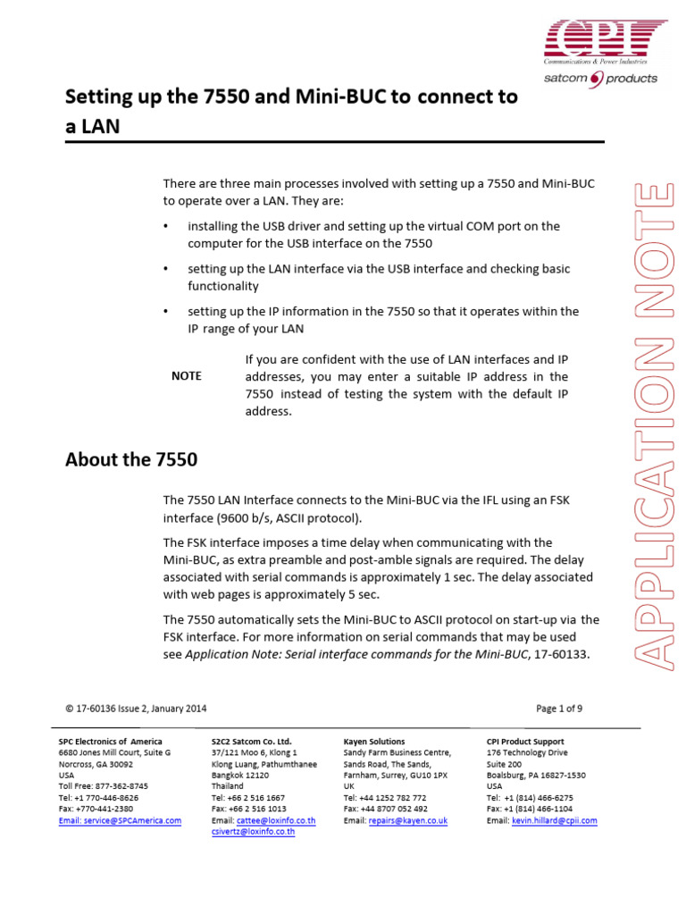 Setup Guide for 7550 Mini-BUC LAN Connection | PDF | Computer Network ...