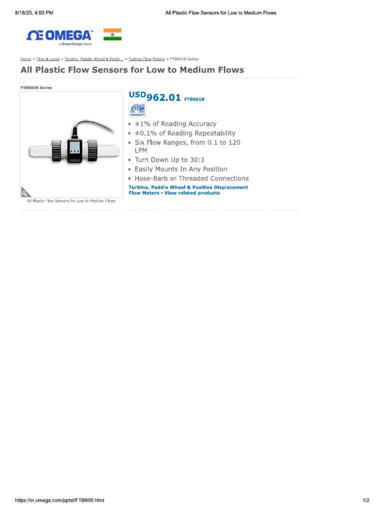 Water Flow Meter Omega | PDF