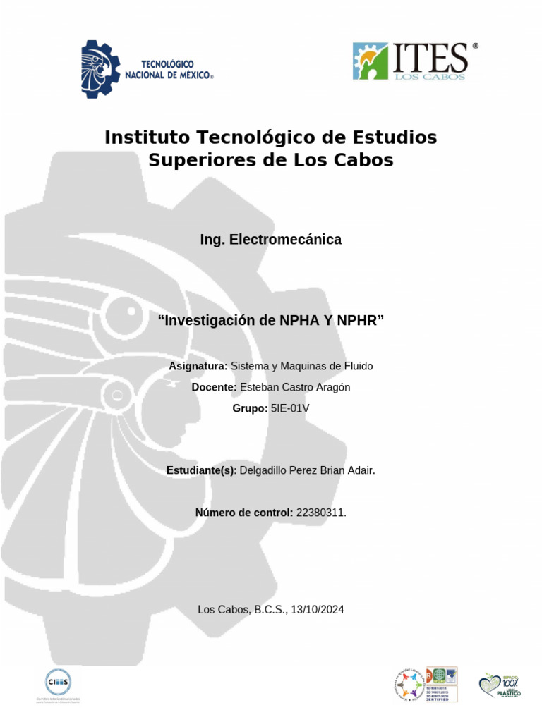 Investigación Documental de NPHA Y NPHR | PDF | Bomba | Mecánica de Medios Continuos