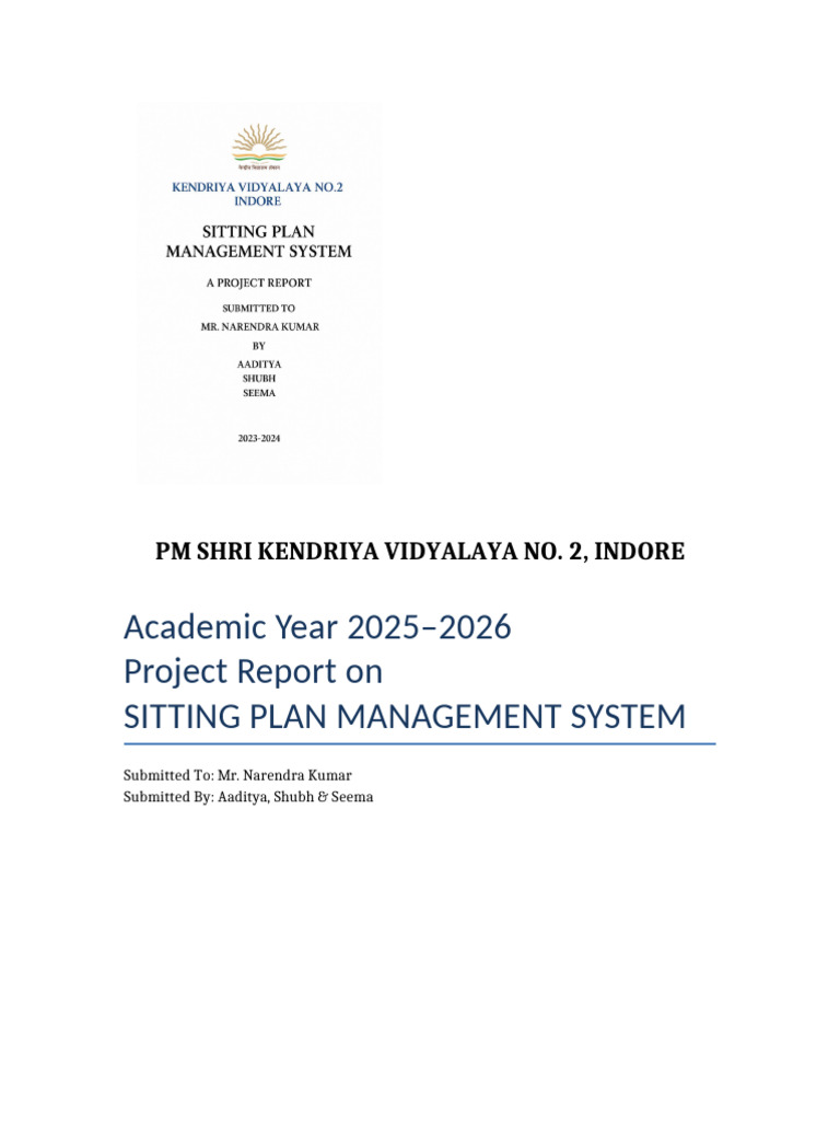 Sitting Plan Project Report | PDF | My Sql | Databases