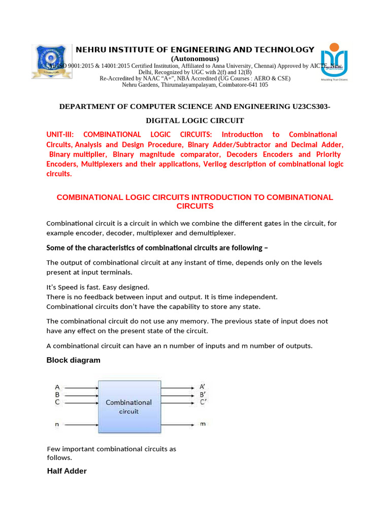 Dlc Unit-III Extra | PDF | Logic Gate | Computer Engineering