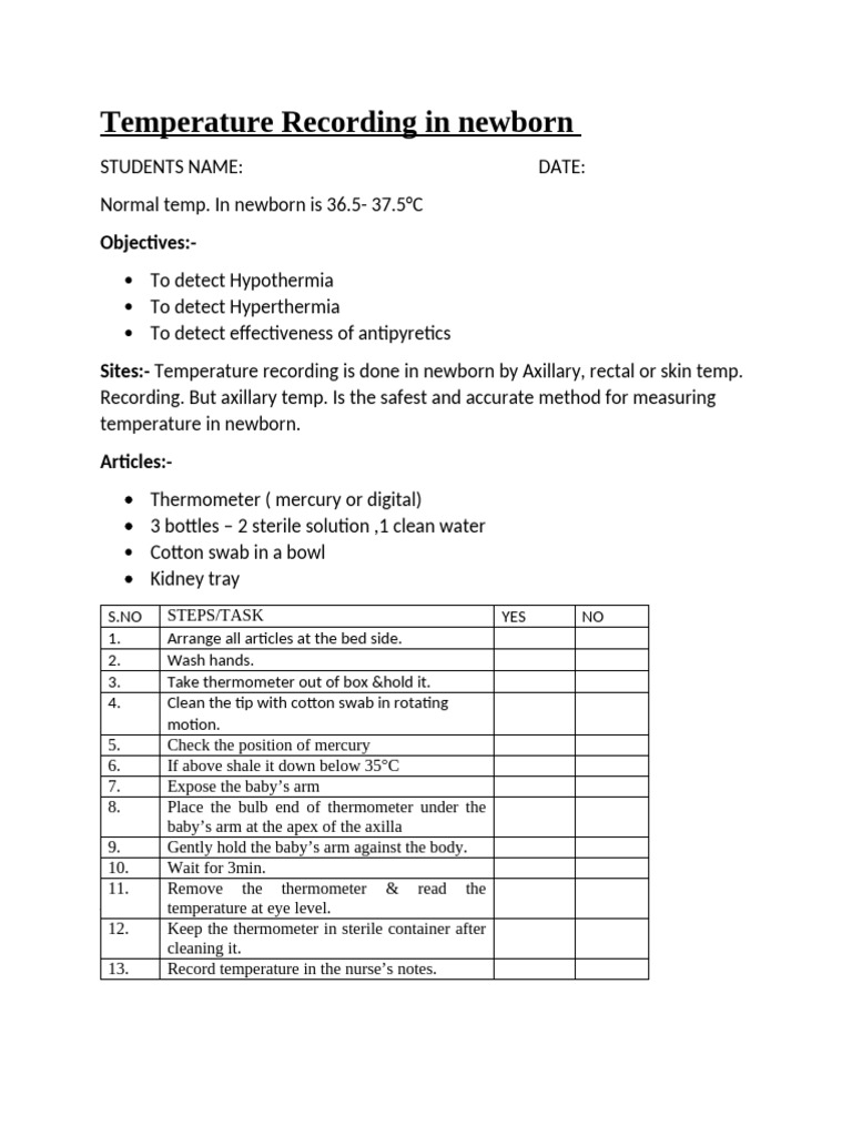 Checlist For Temp. Recording | PDF