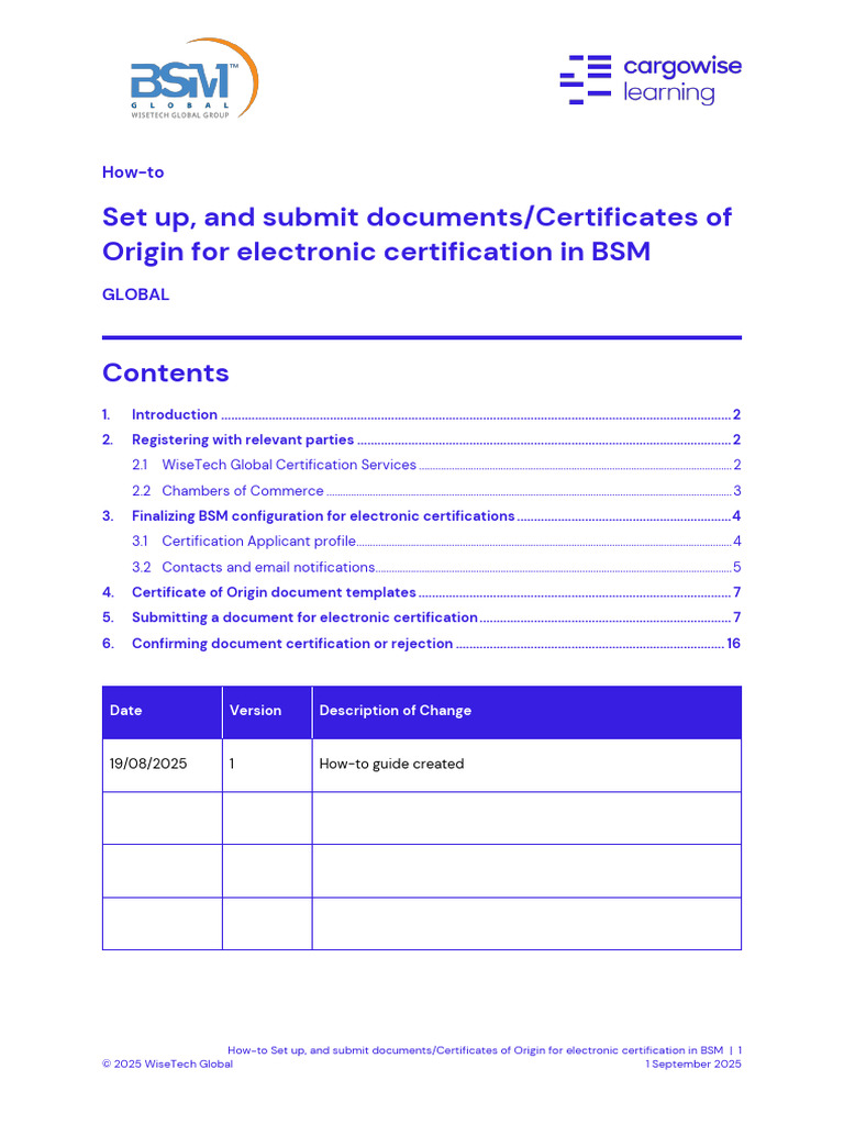 Set Up, and Submit Documents/certificates of Origin For Electronic ...