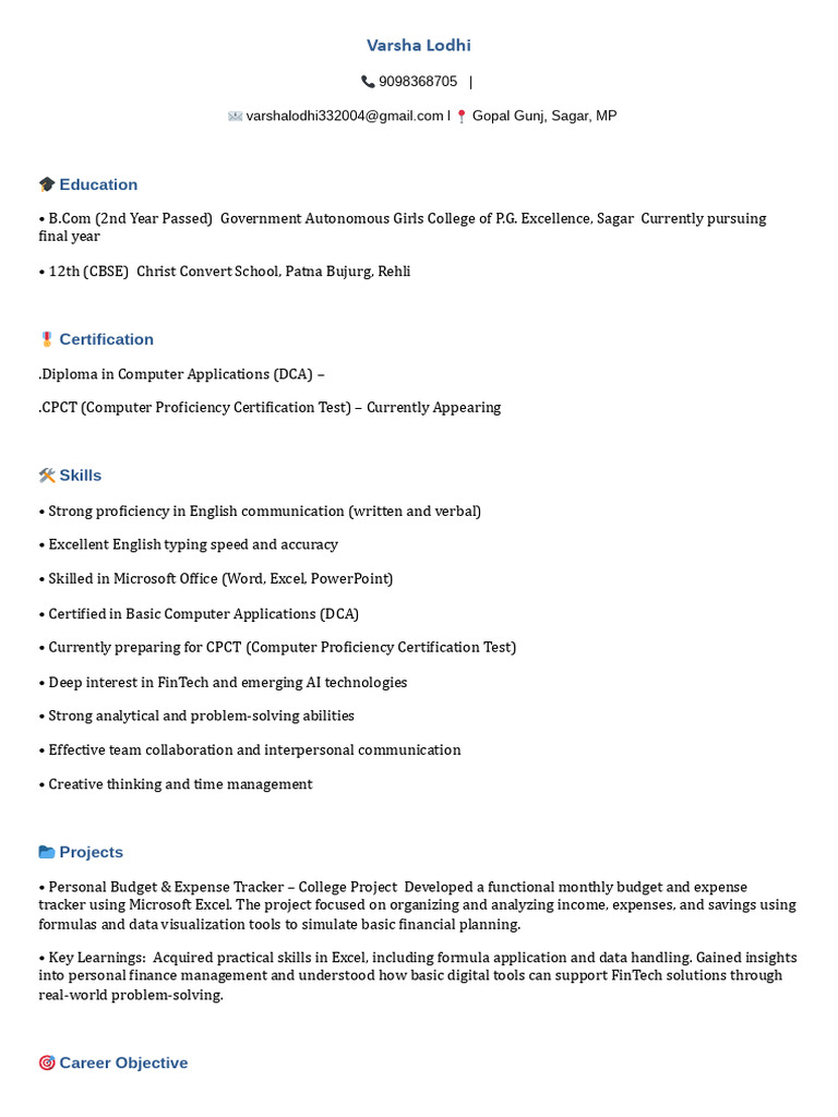Varsha Lodhi Canva Style Resume (1) .Docx 20250619 124536 0000 | PDF