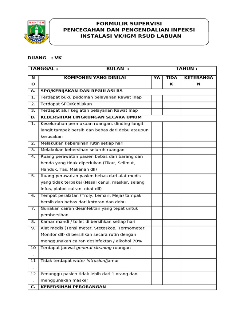 Formulir Supervisi VK | PDF