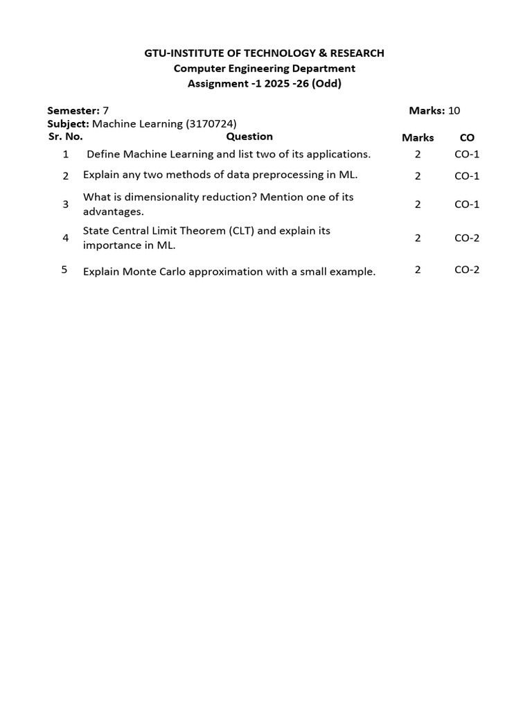 Machine Learning Assignment 2025-26 | PDF