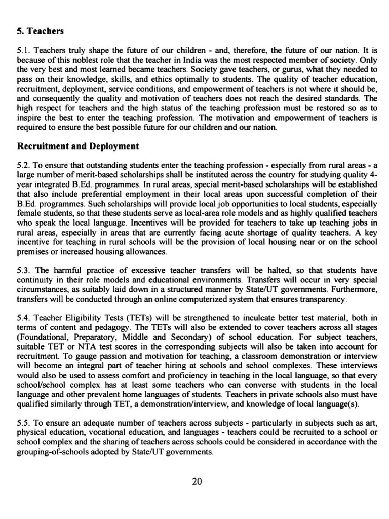 National Education Policy 2020 Implementation and Teacher Education | PDF
