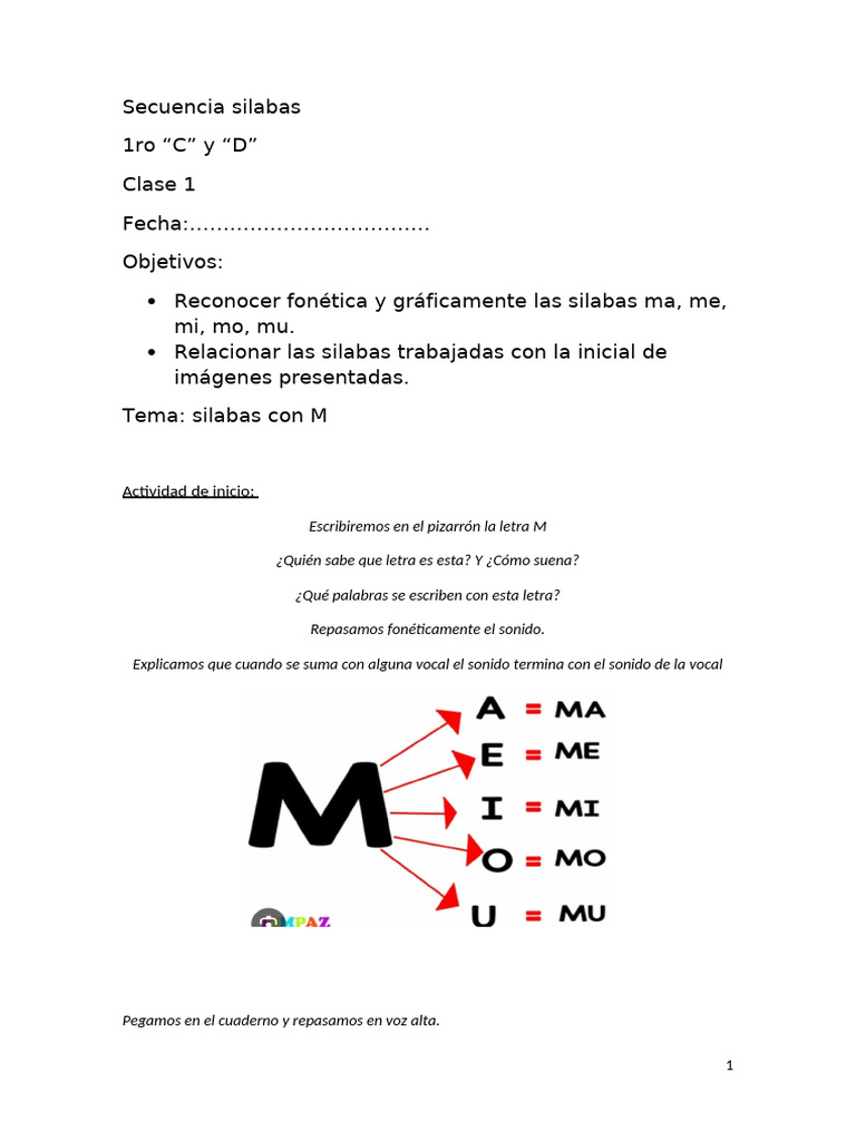 Actividades para aprender sílabas con M | PDF
