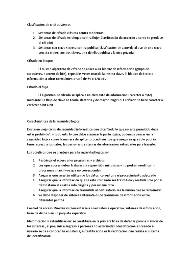 Clasificacion de Criptosistemas | PDF | Clave (criptografía) | Criptografía