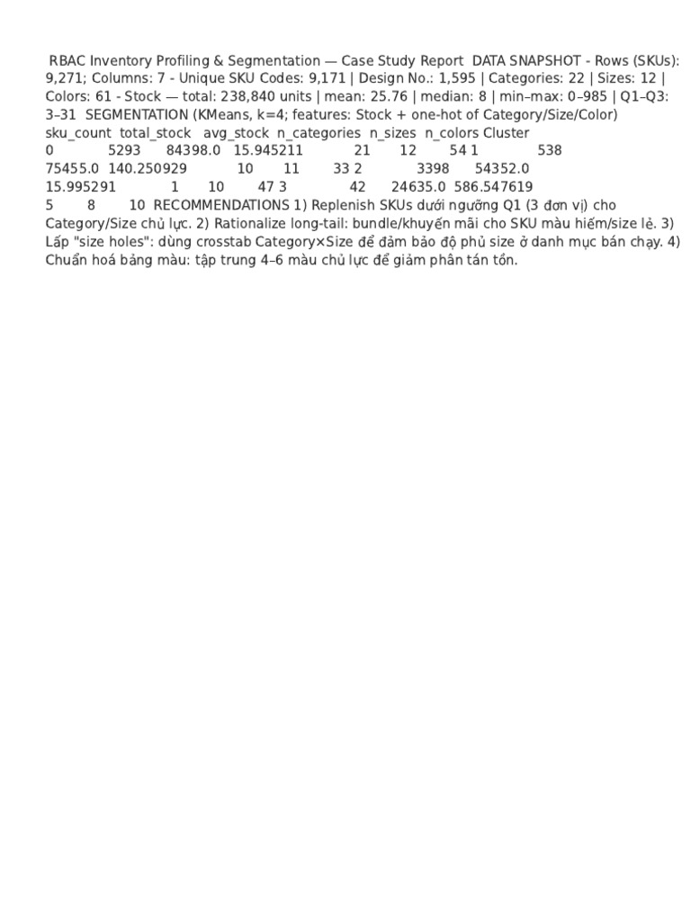 RBAC SKU Segmentation Case Study | PDF