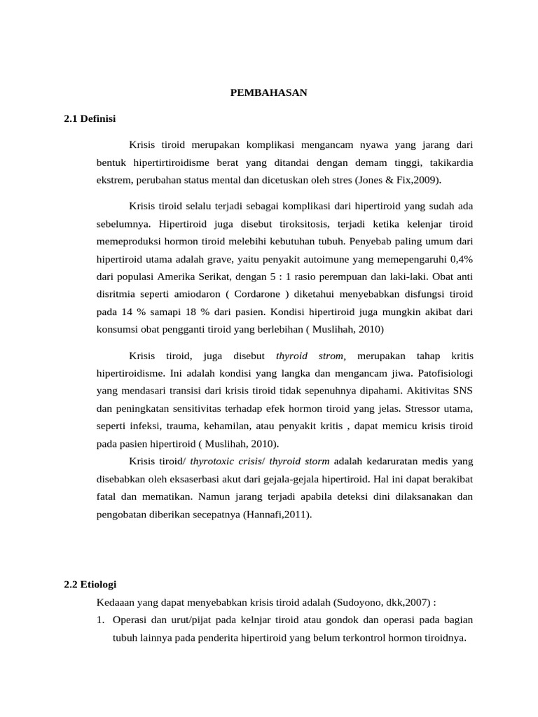 Krisis Tiroid: Definisi dan Penatalaksanaan | PDF