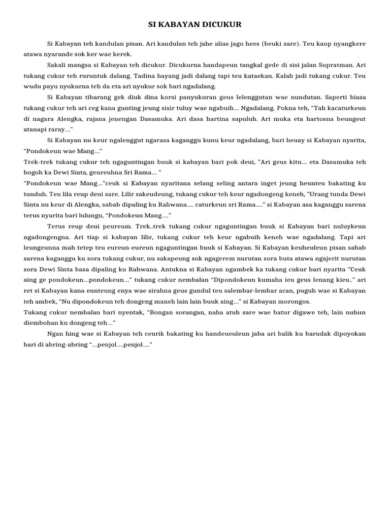 Si Kabayan Dicukur | PDF