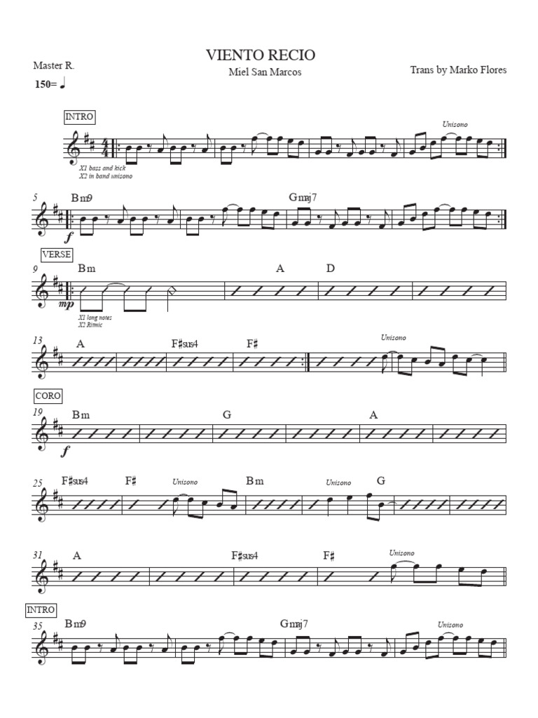 Viento Recio - Miel San Marcos BM - Score | PDF
