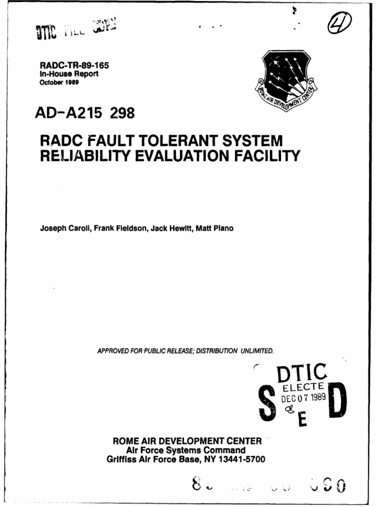 RADC TR 89 165 - Oct1989 | PDF | Reliability Engineering | System
