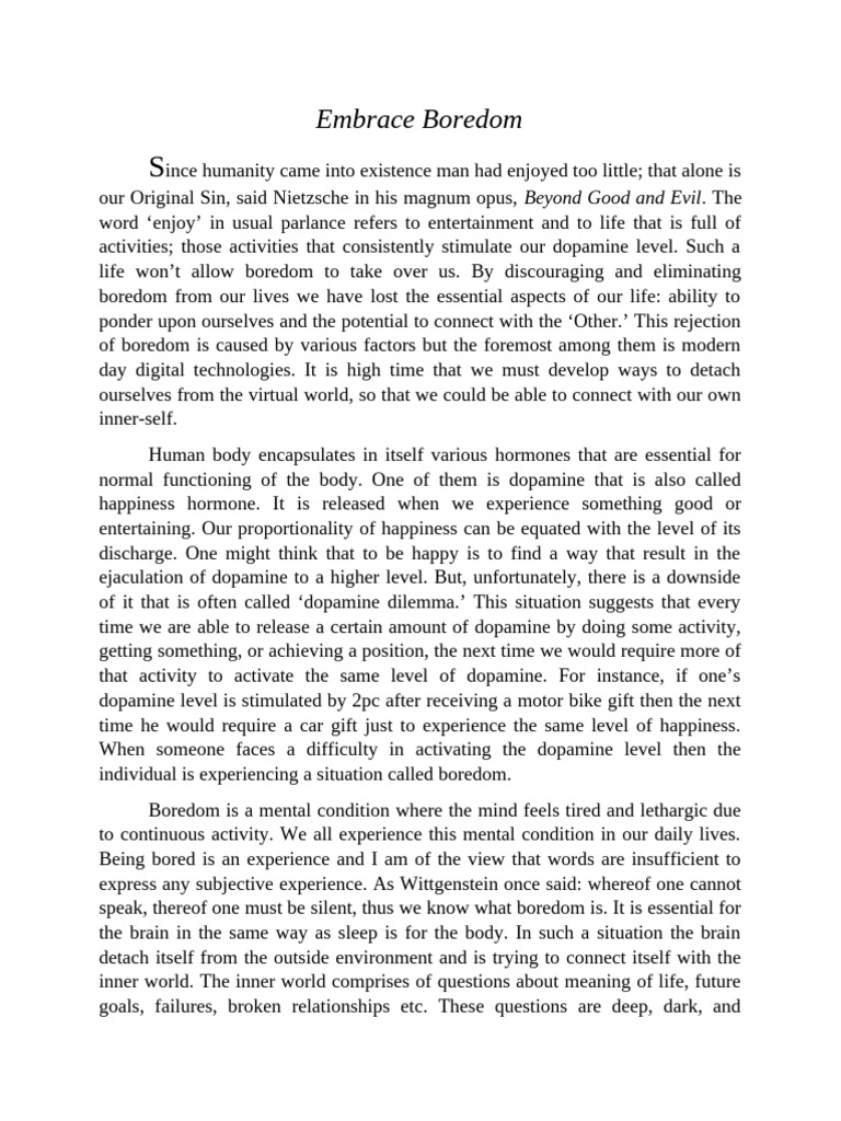 Embrace Boredom | PDF | Psychological Concepts | Behavioural Sciences