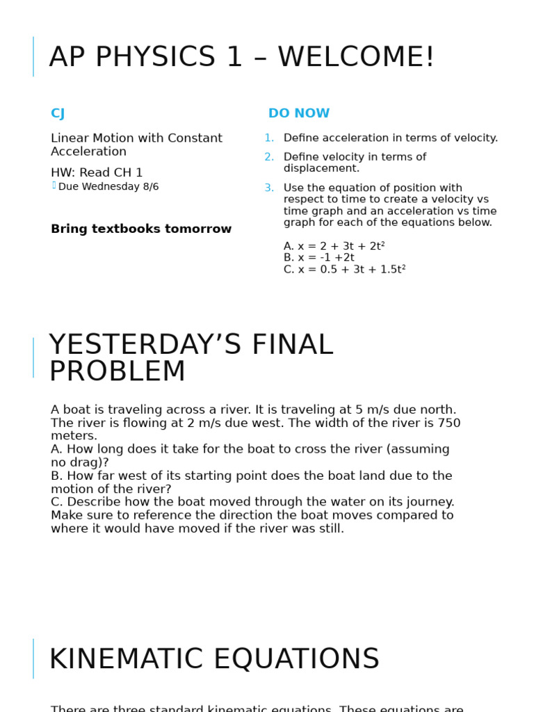 AP Physics 1: Linear Motion Basics | PDF | Velocity | Acceleration