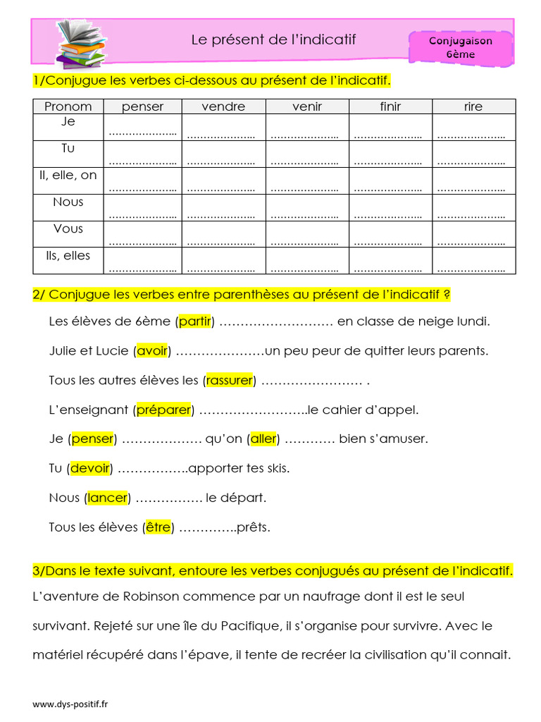 Conjugaison des verbes au présent | PDF | Morphologie linguistique ...