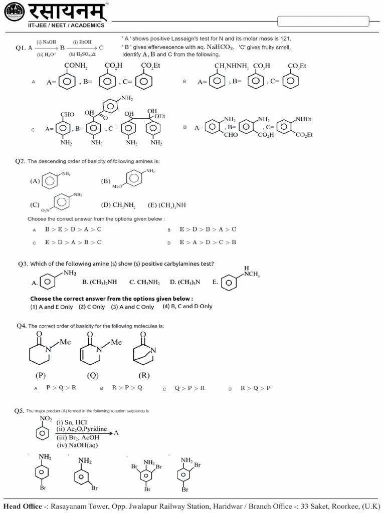Amines Jee Pyq | PDF