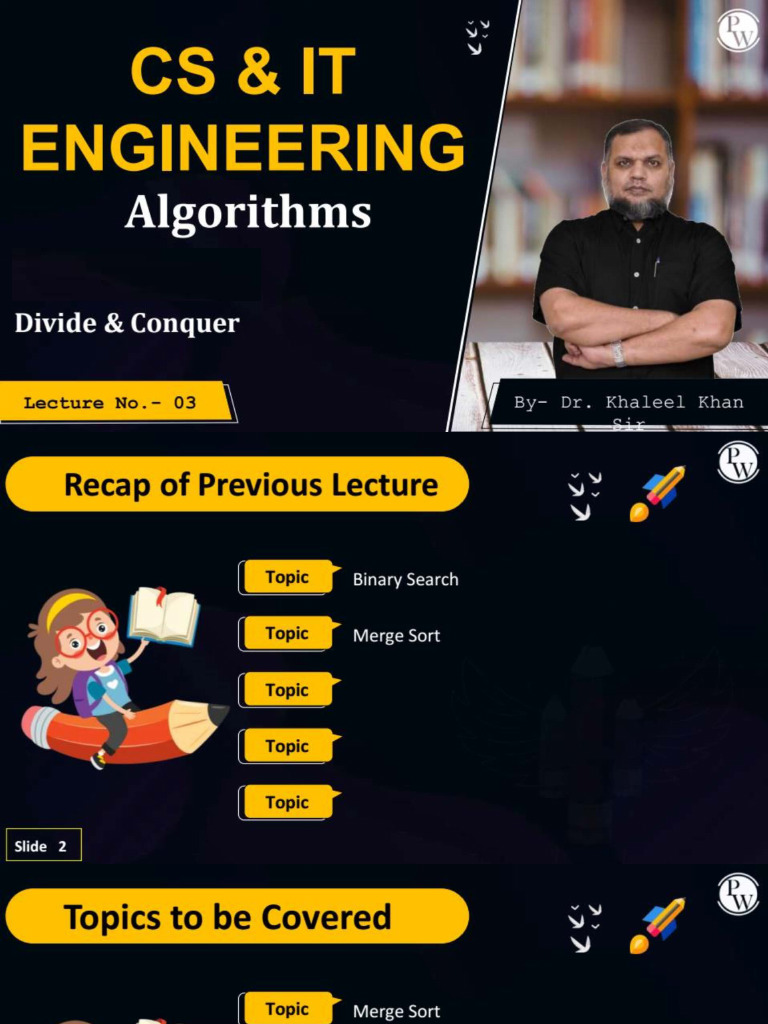 Divide and Conquer 03 - Class Notes (Algorithms) | PDF