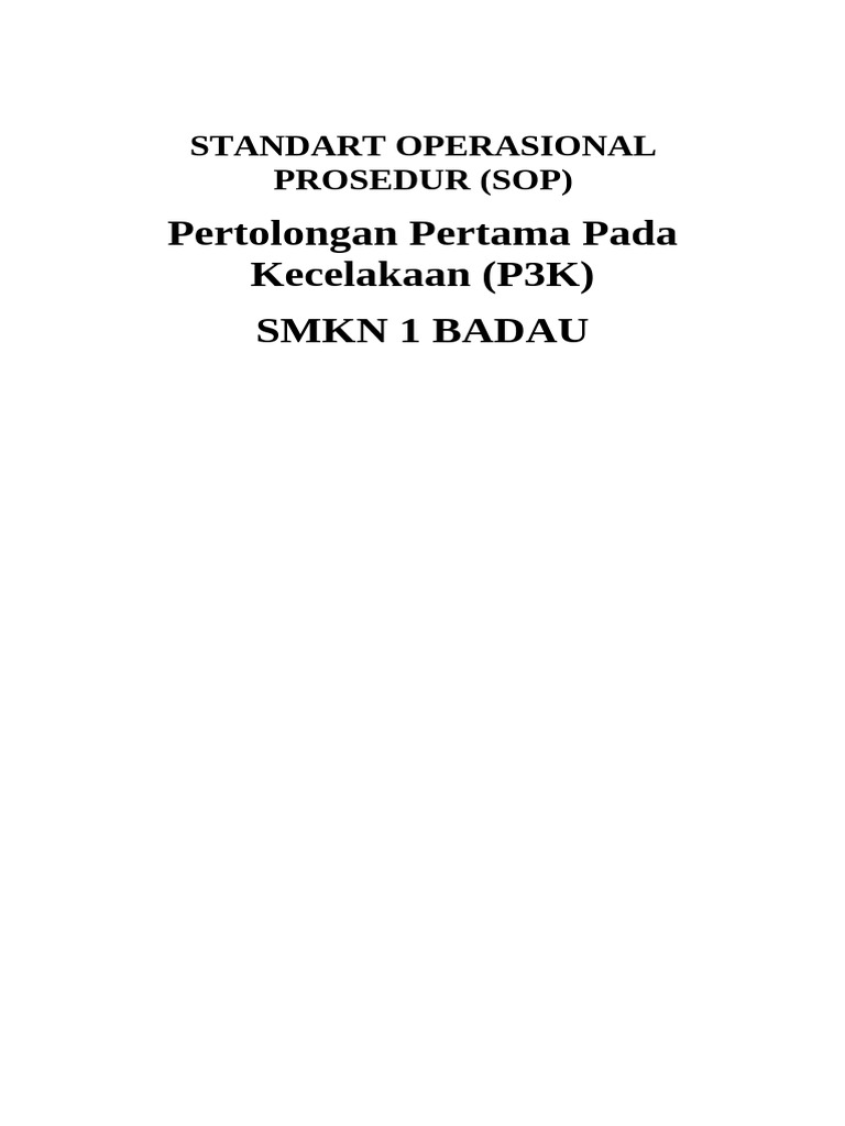 SOP P3K Sekolah: Panduan Lengkap | PDF