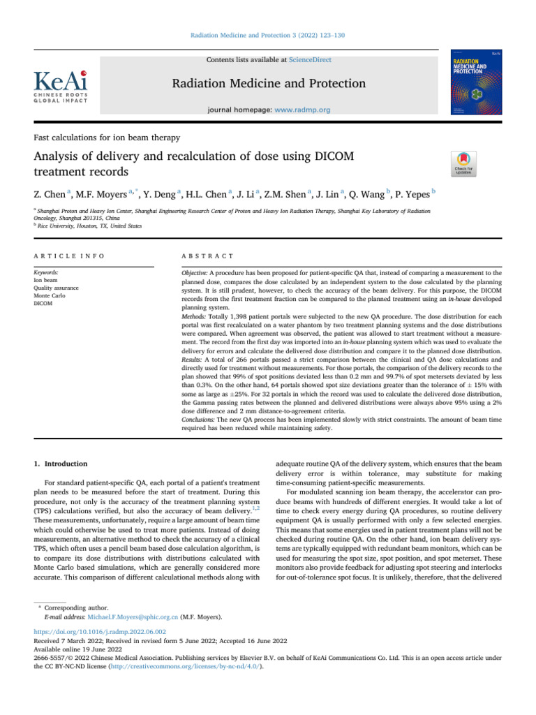 Analysis of Delivery and Recalculation of Dose Using DICOM | PDF | Radiation Therapy | Dose ...