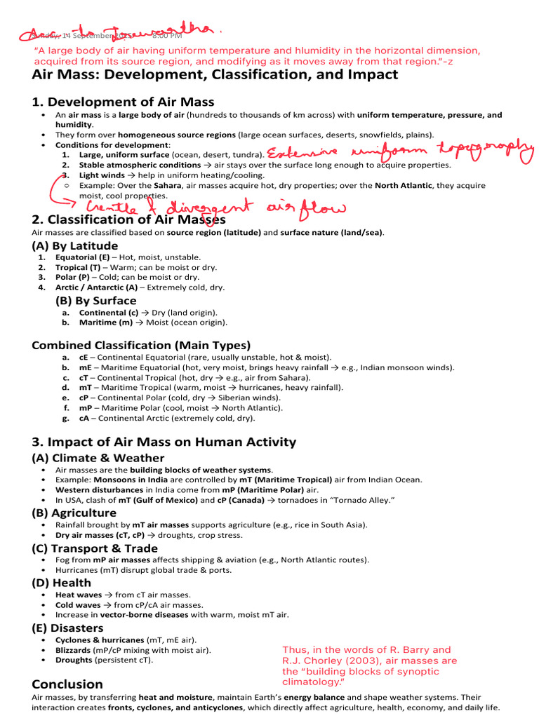 Air Mass Development, Classification, and Impact PDF | PDF | Physical ...